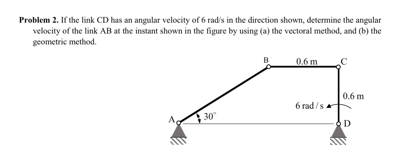 Solved Problem 2. ﻿If the link CD ﻿has an angular velocity | Chegg.com