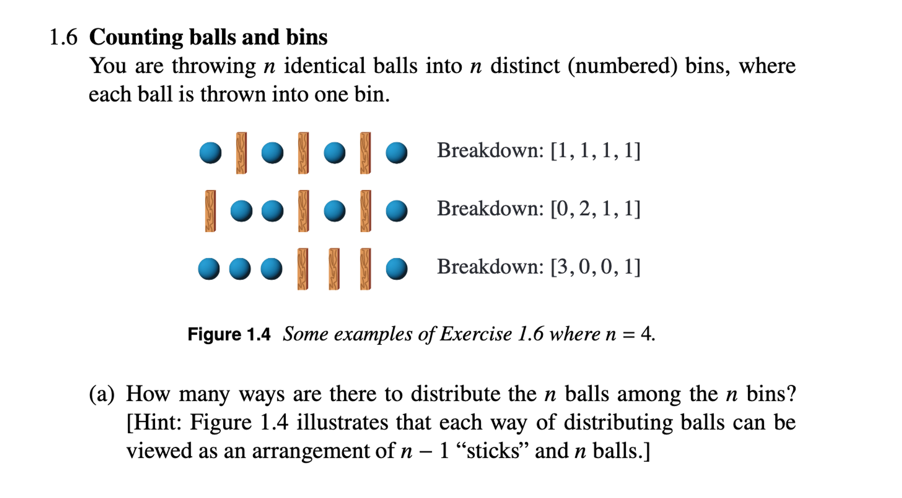 Solved 1.6 ﻿Counting balls and binsYou are throwing n | Chegg.com