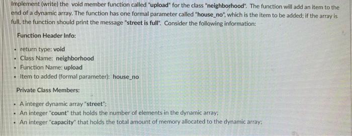 Solved Implement (write) the void member function called | Chegg.com