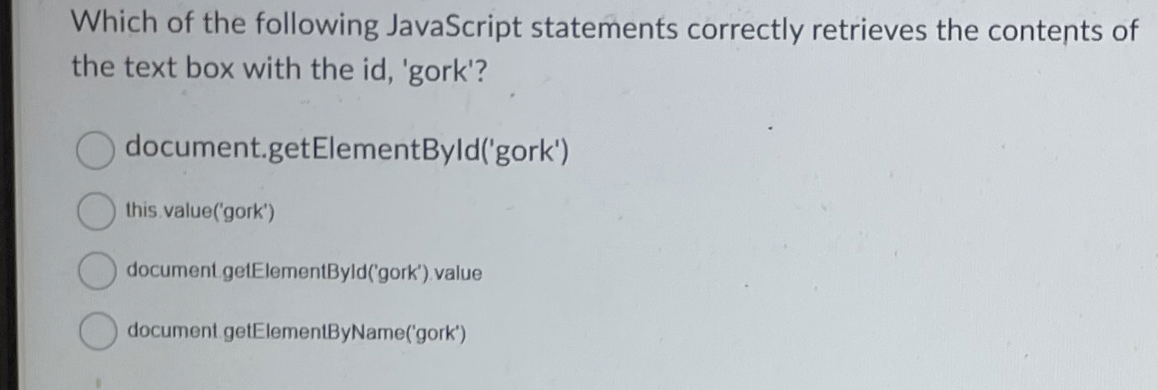 Solved Which of the following JavaScript statements | Chegg.com