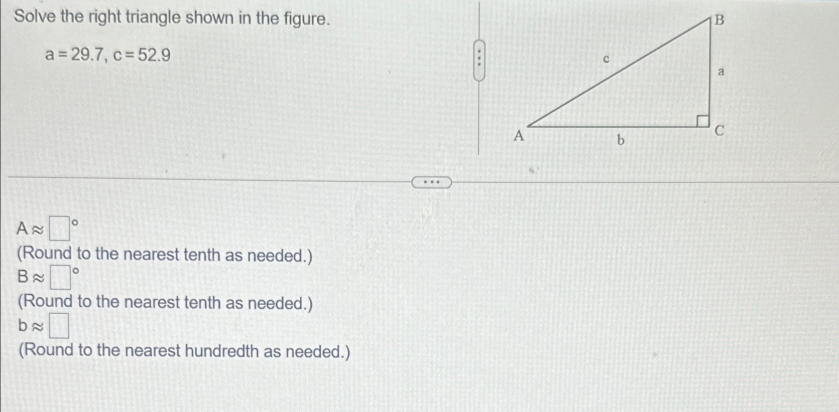 Solved Solve the right triangle shown in the | Chegg.com