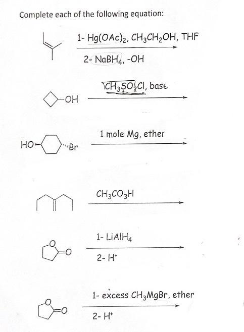 Solved Complete each of the following equation: | Chegg.com
