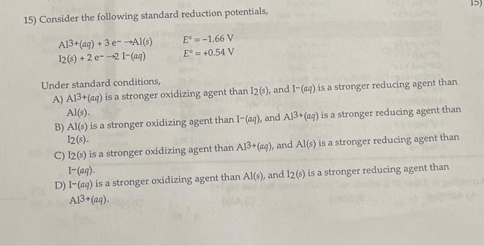 Solved 15) Consider the following standard reduction | Chegg.com