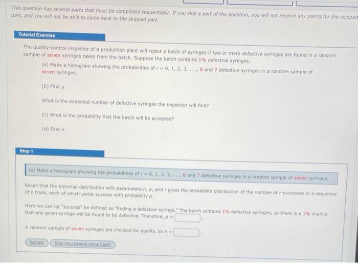 Solved This question has several parts that must be | Chegg.com