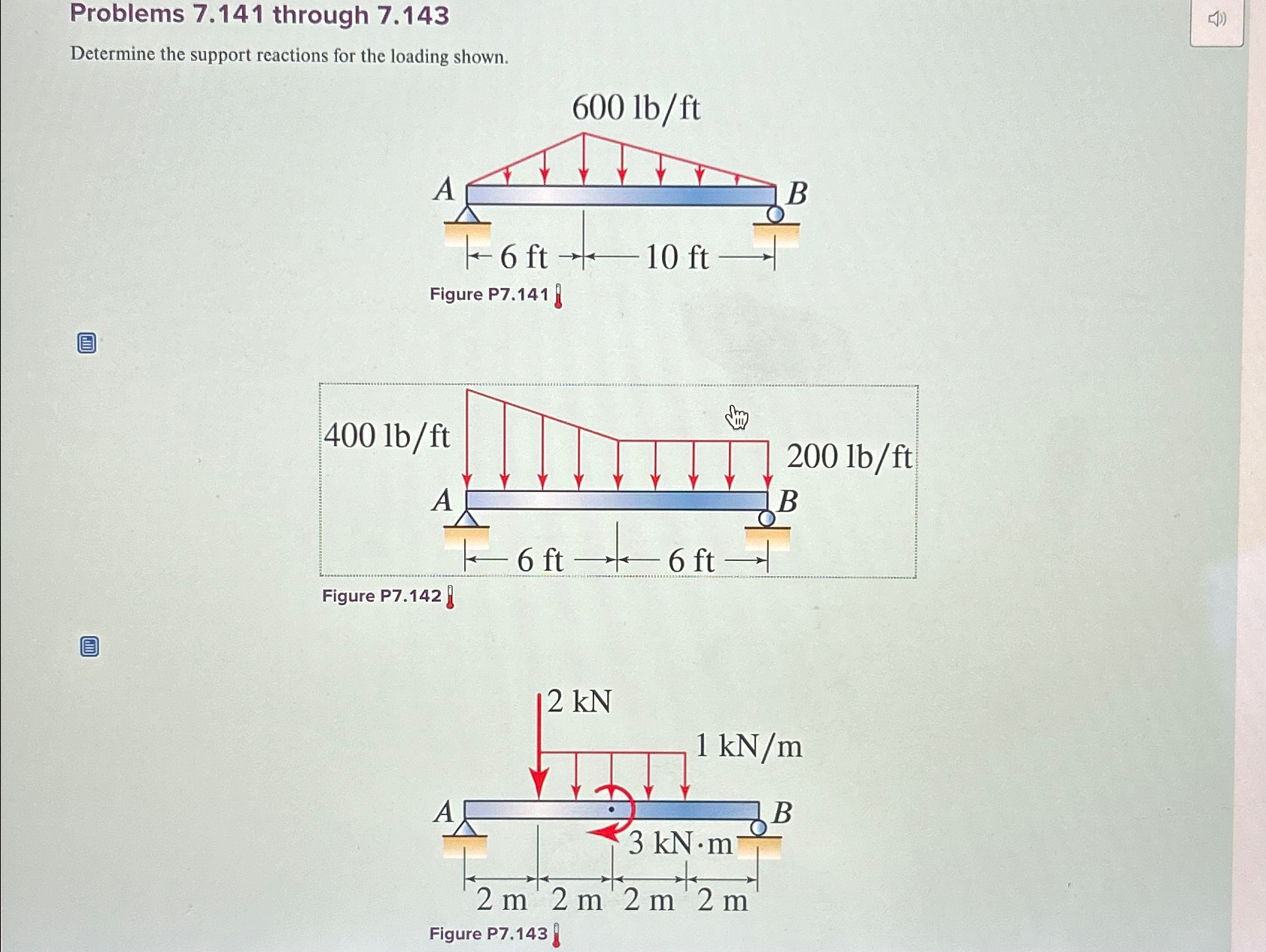 Solved Problems 7.141 ﻿through 7.143Determine the support | Chegg.com