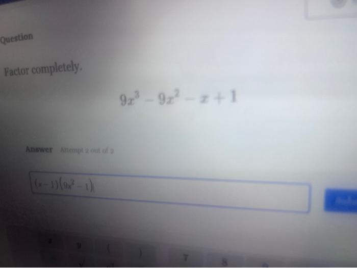 Solved 9x3−9x2−x+1 | Chegg.com