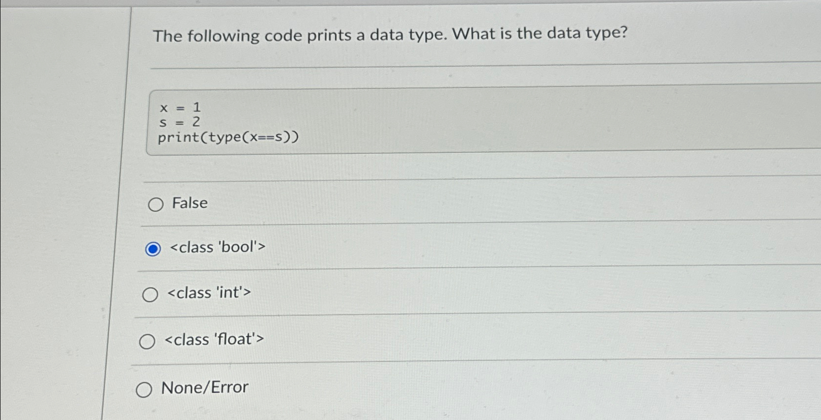 Solved The following code prints a data type. What is the | Chegg.com