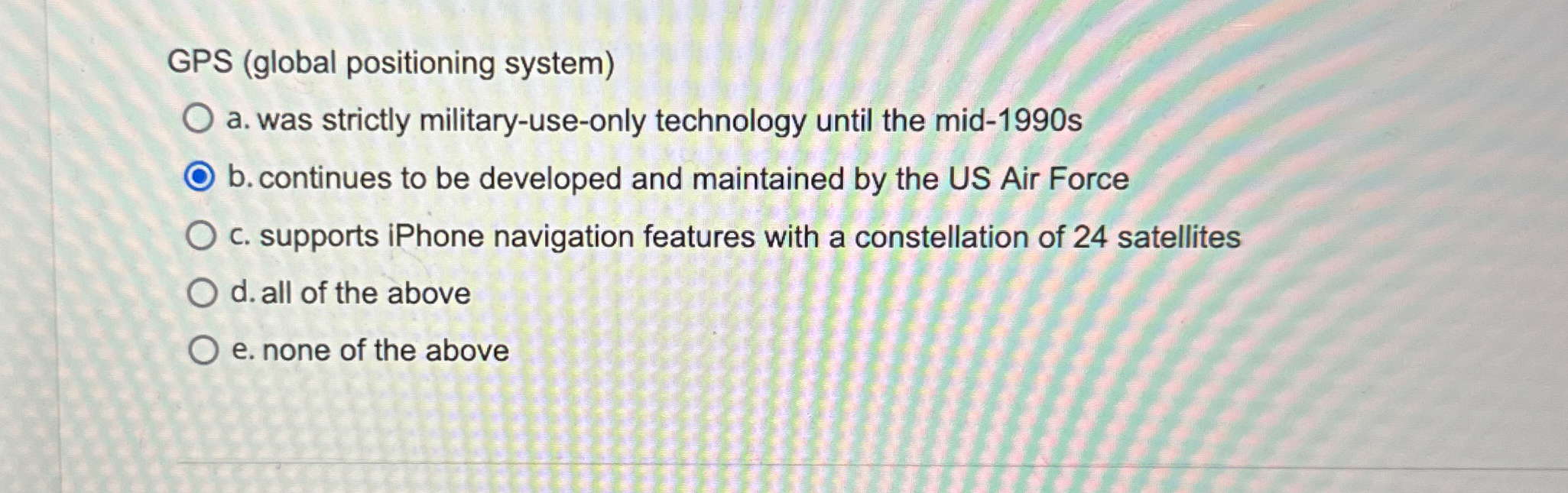 Solved GPS (global positioning system)a. ﻿was strictly | Chegg.com