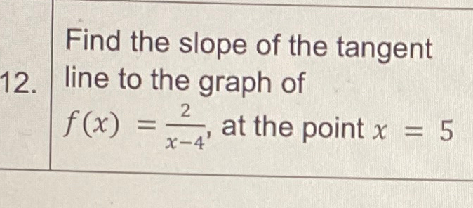 Solved Find the slope of the tangent12. ﻿line to the graph | Chegg.com