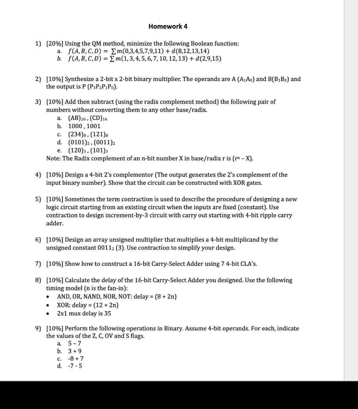 Solved Homework 4[20%] ﻿Using the QM ﻿method, minimize the | Chegg.com