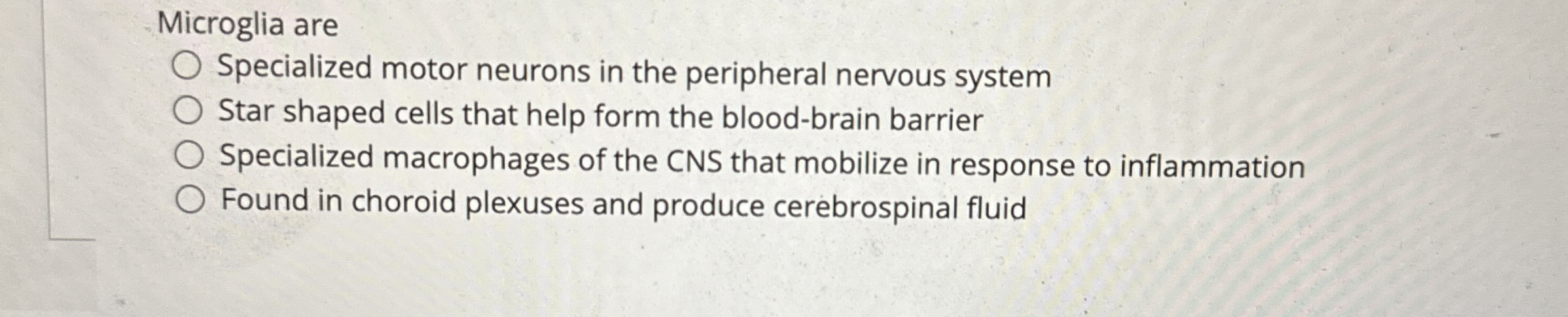 Solved Microglia areSpecialized motor neurons in the | Chegg.com