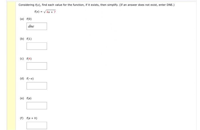 Solved Considering f(x), find each value for the function, | Chegg.com Solved Considering f(x), find each value for the function, | Chegg.com