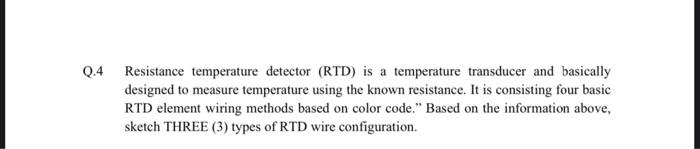 Solved Resistance temperature detector (RTD) is a | Chegg.com