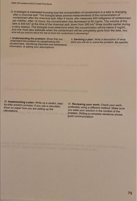 Solved Math 29 Landers Unit 2 Linear Functions 3. A | Chegg.com