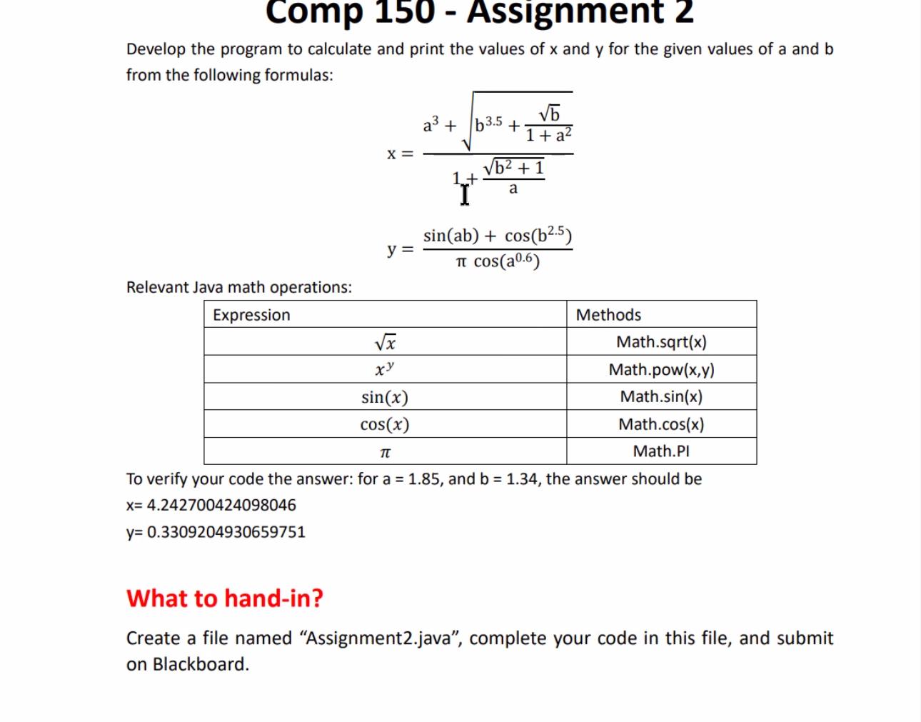 Solved Comp 150 - ﻿Assignment 2Develop the program to | Chegg.com