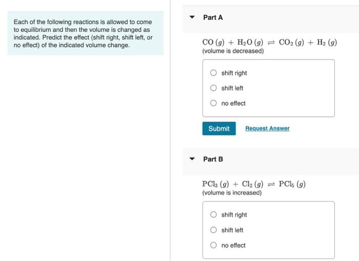 Solved Each of the following reactions is allowed to come to | Chegg.com