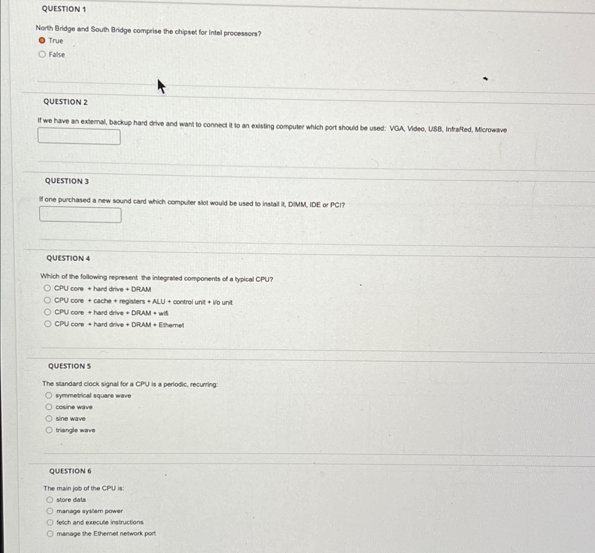 Solved QUESTION 1North Bridge and South Bridge comprise the | Chegg.com