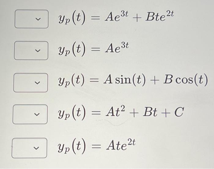 Solved Match the differential equation to the correct guess | Chegg.com