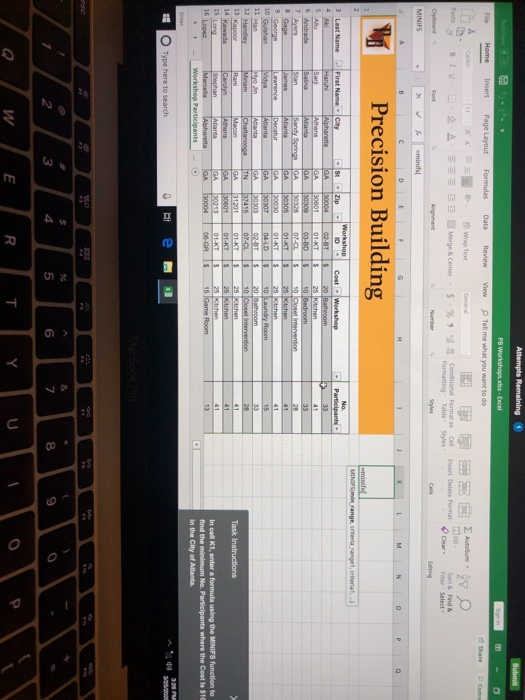 Solved in cell k1 enter a formula using the minifs function | Chegg.com
