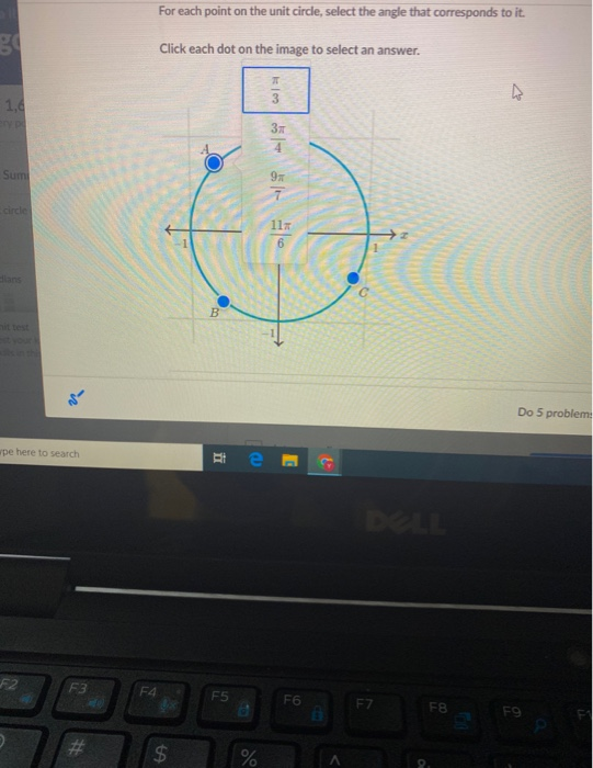 Solved For each point on the unit circle, select the angle | Chegg.com