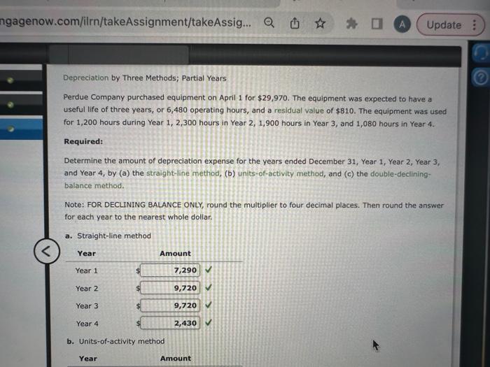 c. Double-declining-balance method Feedback Check My | Chegg.com