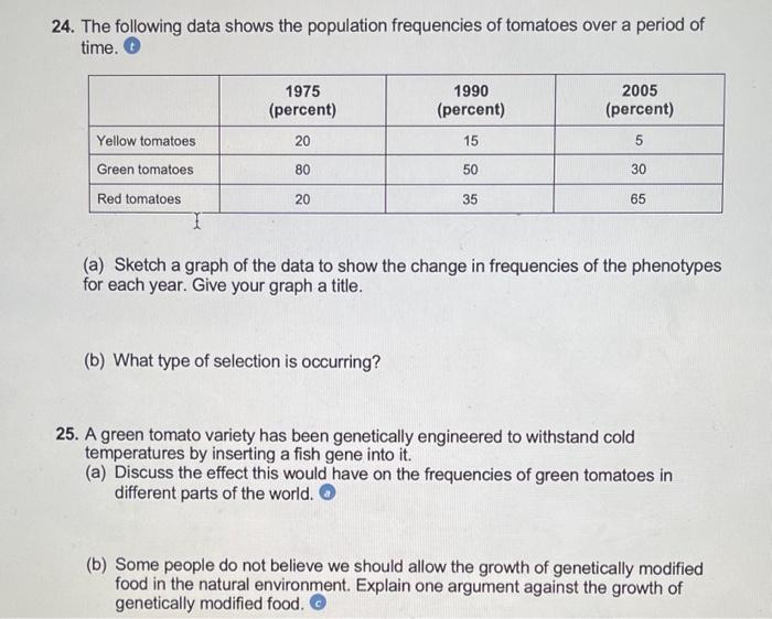 24. The following data shows the population | Chegg.com