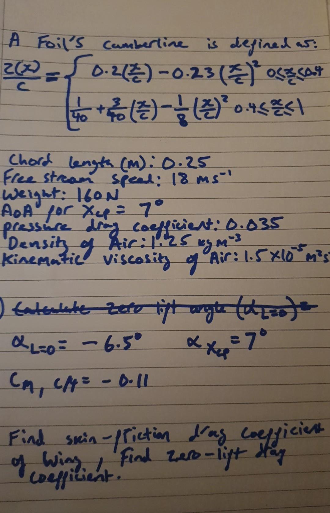 Solved with the values below, find the total zero lift drag | Chegg.com