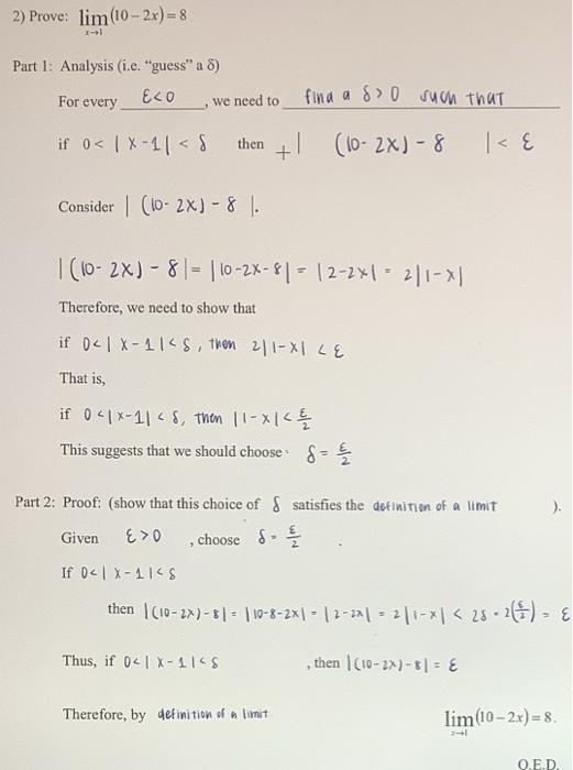 Solved Proving using the epsilon-delta definition. My | Chegg.com