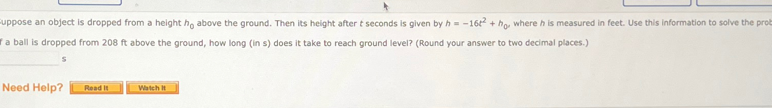 Solved Iuppose An Object Is Dropped From A Height H0 ﻿above