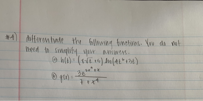 Solved 4 Differentiate The Following Functions You Do Not