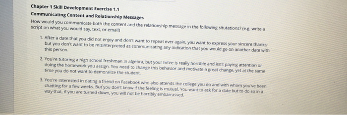 Chapter 1 Skill Development Exercise 1.1 | Chegg.com