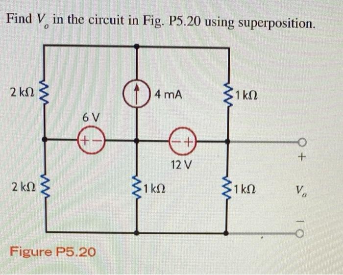 Solved Find Vo in the circuit in Fig. P5.20 using | Chegg.com