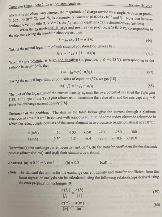 The data in the table below give the current through | Chegg.com