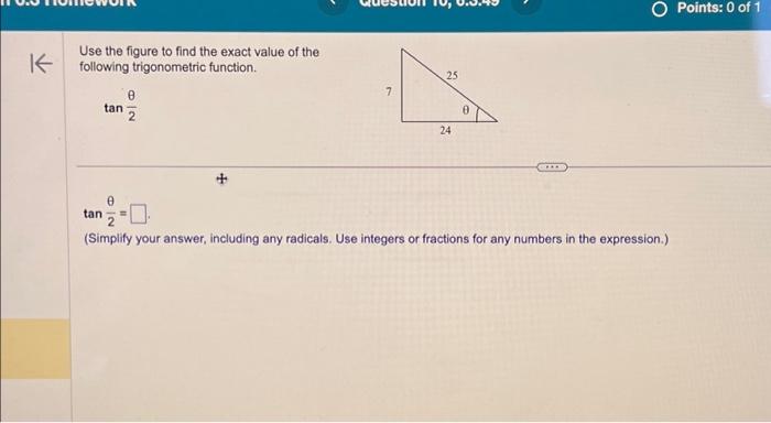 Solved K Use the figure to find the exact value of the | Chegg.com