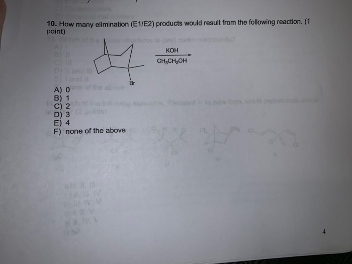 Solved 10. How many elimination (E1/E2) products would | Chegg.com