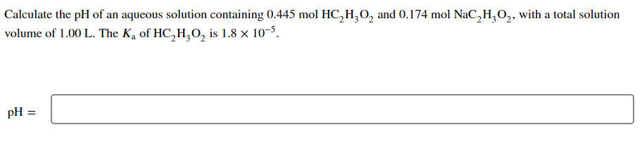 Solved Calculate the pH ﻿of an aqueous solution containing | Chegg.com