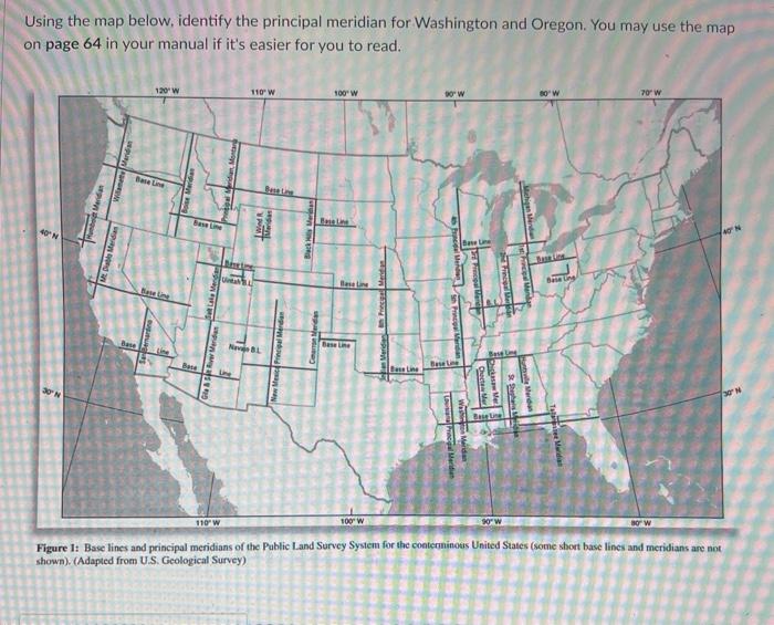Solved Using the map below, identify the principal meridian | Chegg.com