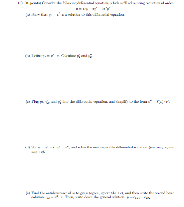 Solved (3) (10 ﻿points) ﻿Consider the following differential | Chegg.com