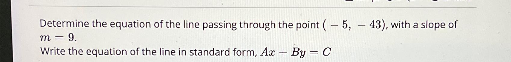 Solved Determine the equation of the line passing through | Chegg.com