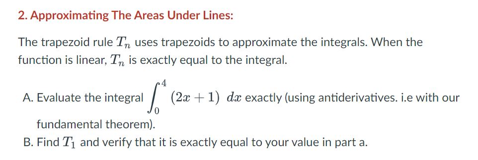 Solved Approximating The Areas Under Lines:The trapezoid | Chegg.com