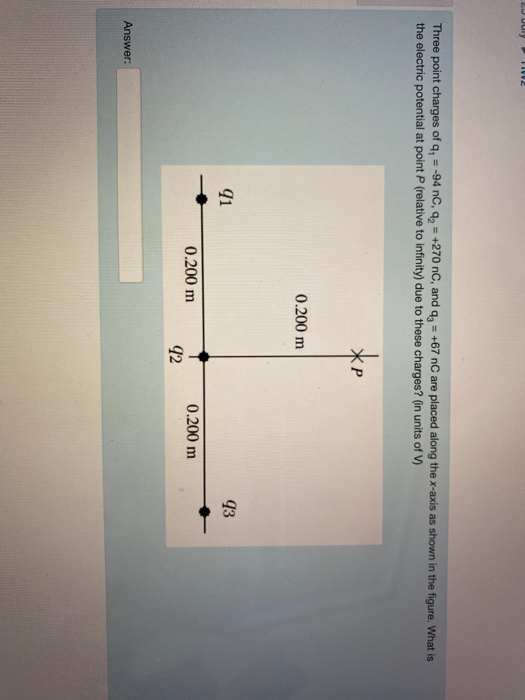 Solved 20 July TIVV2 Three point charges of q, = -94 nC, 4, | Chegg.com
