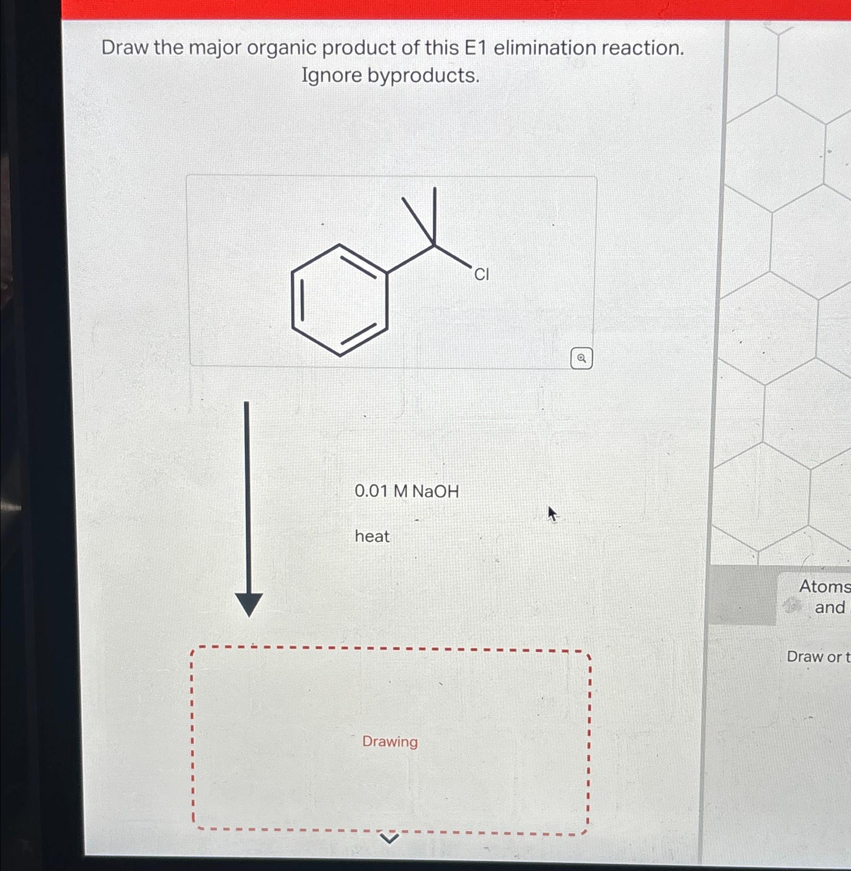 Solved Draw the major organic product of this E1 | Chegg.com