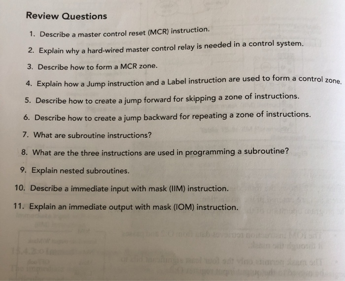 Solved Review Questions 1. Describe a master control reset | Chegg.com