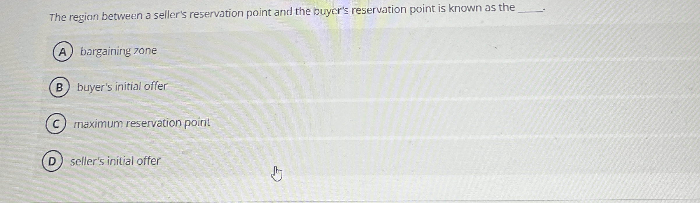 Solved The region between a seller's reservation point and | Chegg.com