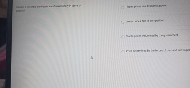 Solved What is a potential consequence of a monopoly in | Chegg.com