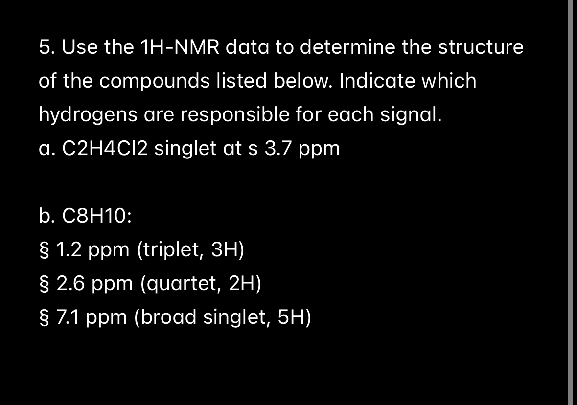 Solved Use the 1H-NMR data to determine the structure of the | Chegg.com