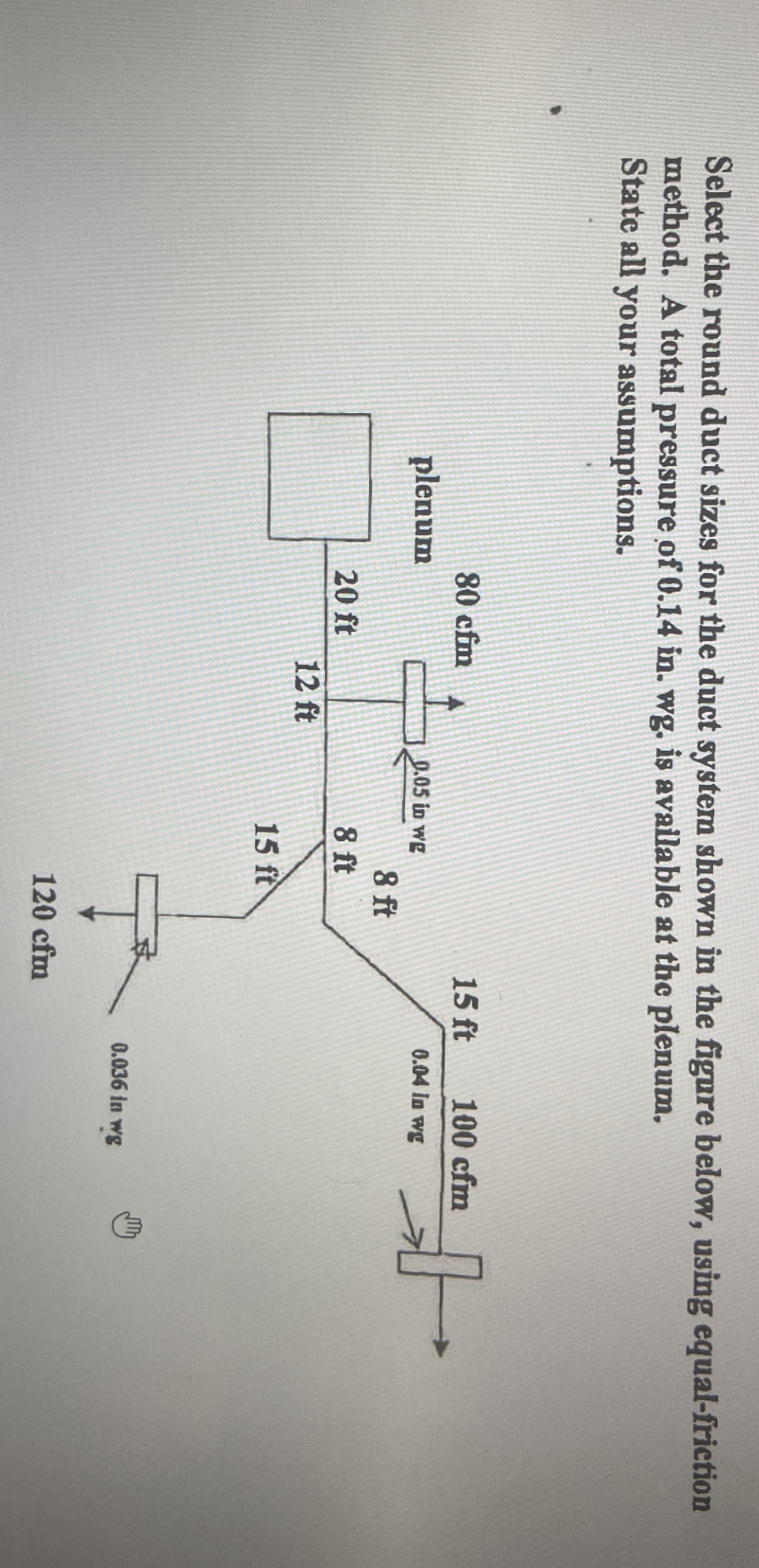 Solved by an EXPERT Select the round duct sizes for the duct system shown | Chegg.com