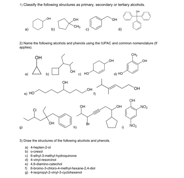 Solved 1) Classify the following structures as primary, | Chegg.com