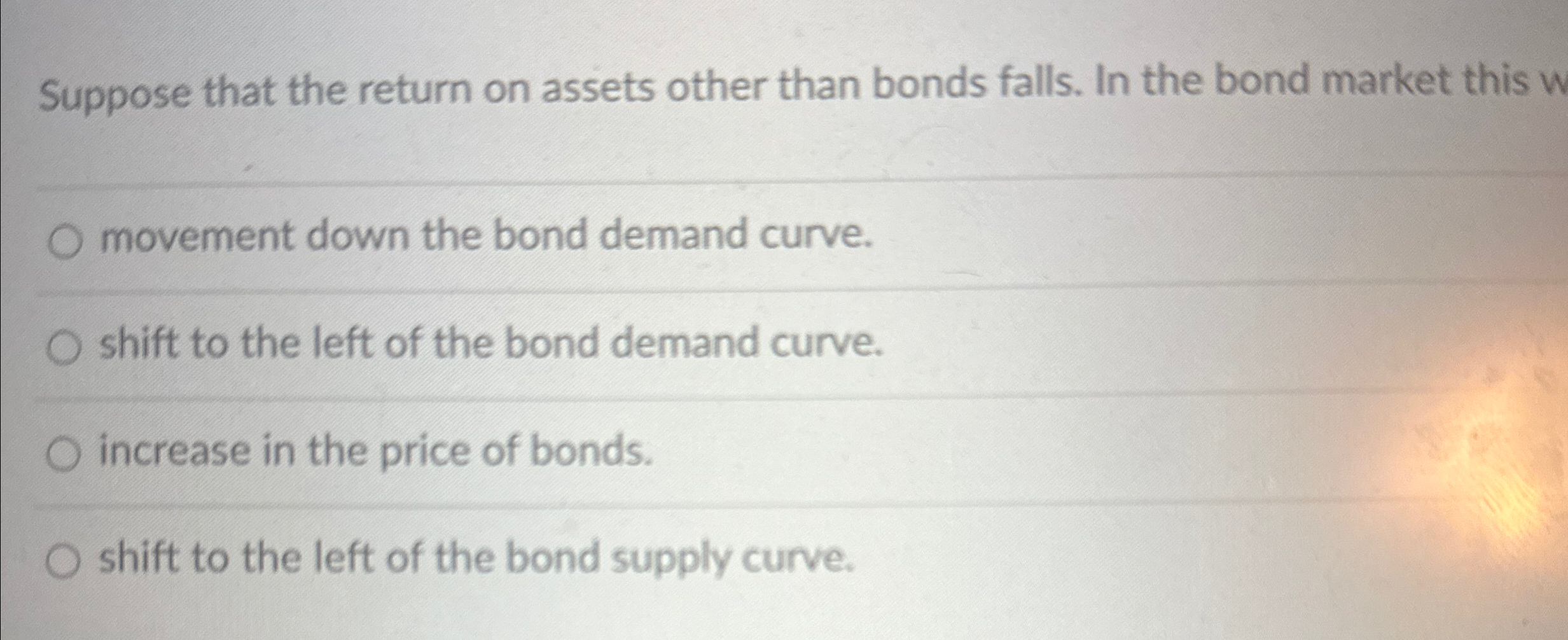 Solved Suppose that the return on assets other than bonds | Chegg.com