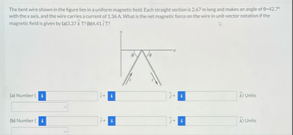 Solved The bent wire shown in the fgure lies in a uniform | Chegg.com